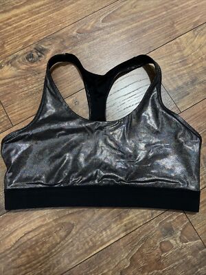 Zyia Active Disco Luxe Bra Size L Silver Black Holographic Sports Bra ...