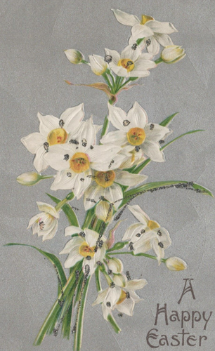 Happy Easter Wishes - Embossed Floral Religious Divided Back Vintage ...