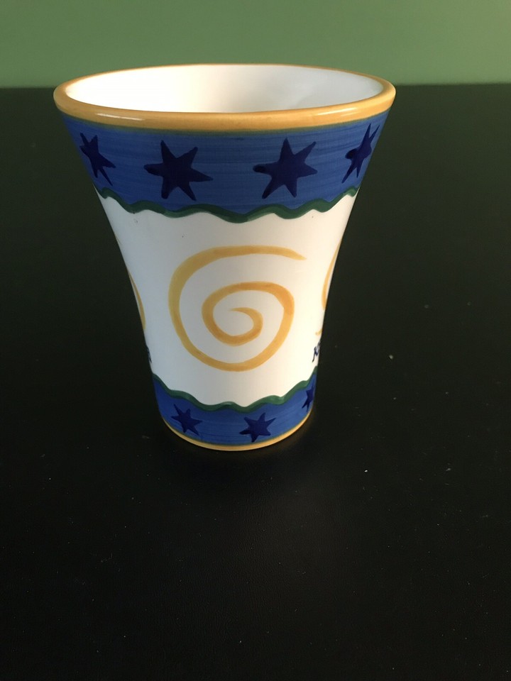 Kamora Coffee/Tea Mug/Cup/Glass - Blue White Yellow Spiral Swirl - 4.5 ...