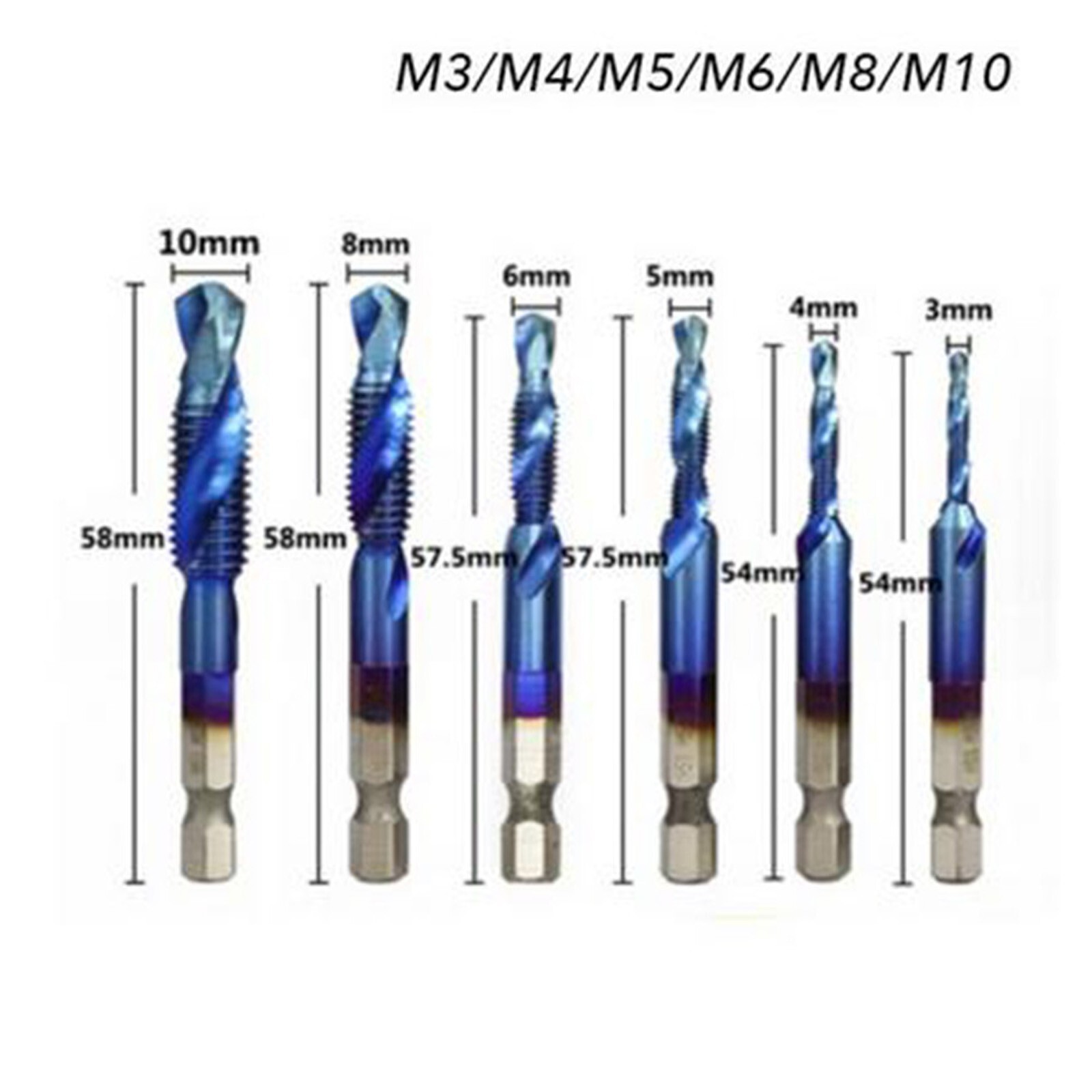 Hex Shank HSS Screw Thread Compound Tap Drill Set 6pcs with Coating | eBay