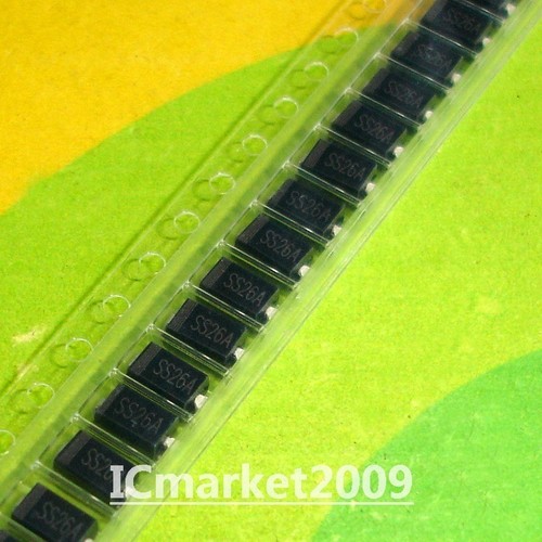 500 PCS SS26 DO-214AC SMA Surface Mount Schottky Barrier Rectifier ...
