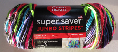 RED HEART SUPER SAVER..JUMBO STRIPES..NEON STRIPE | eBay