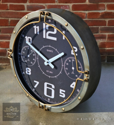 Industrial Wall Clock Large Retro Aged Metal Vintage Factory 41cm ...