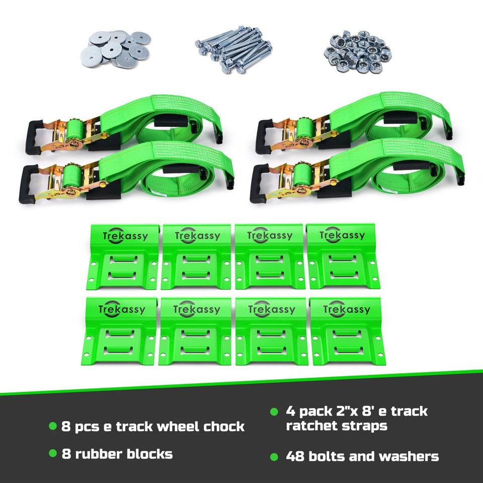 4 Pack E-track ATV UTV Wheel Chock Trailer Tire Strap Kit Towing Tie ...