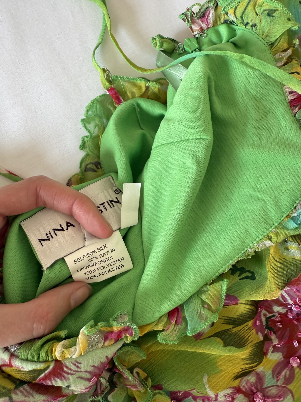 Nina Austin Green Tropical Floral Sequinned Cami Top & Skirt Set S | eBay