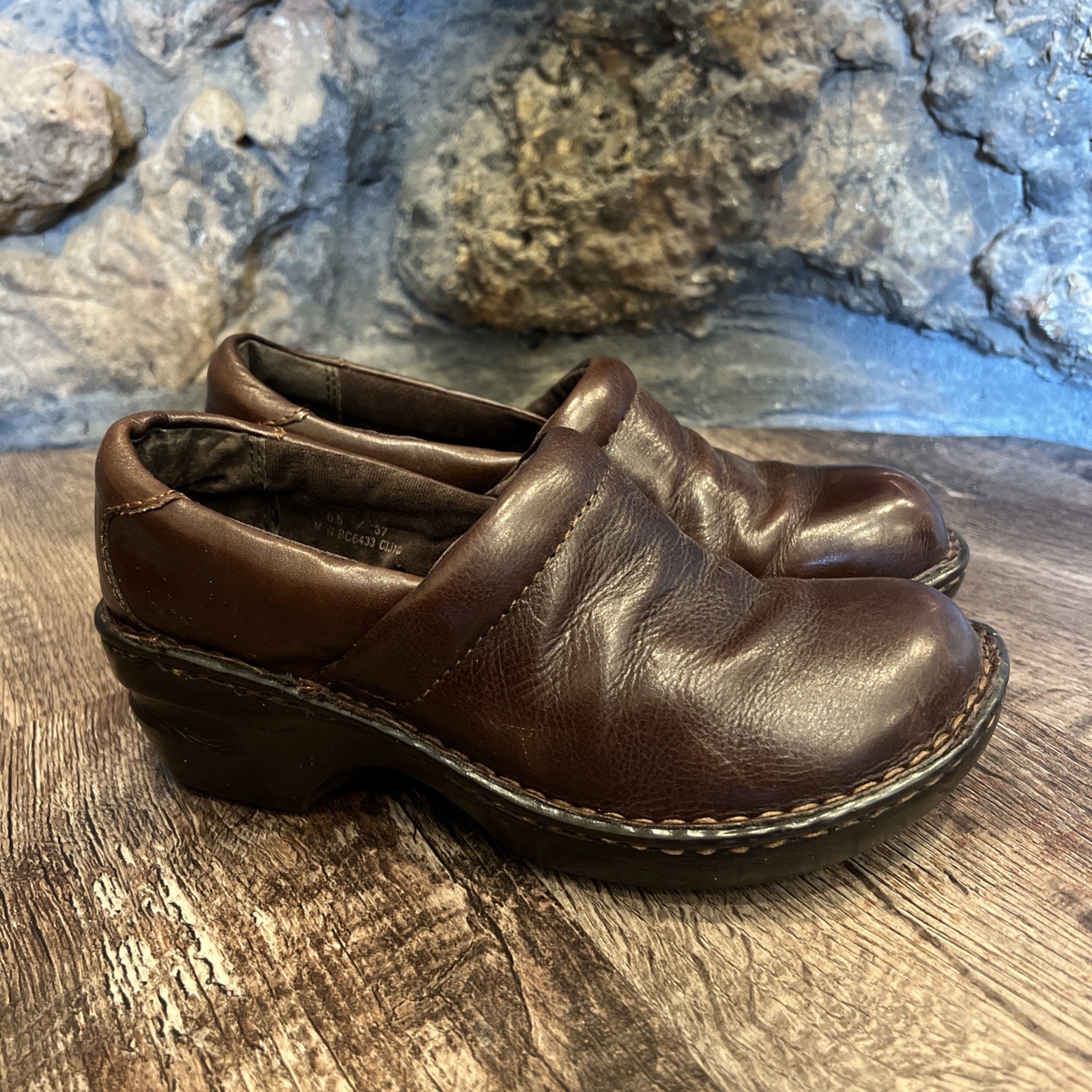 Women’s BOC Born Concept Brown Leather Slip On Clogs … - Gem
