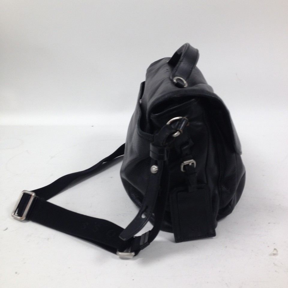 Hugo Boss Black Leather Messenger Bag Shoulder Satchel Work Bag Pre ...