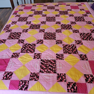 Handmade Pink Flamingo quilt which measures approximately 79 by 61 ...