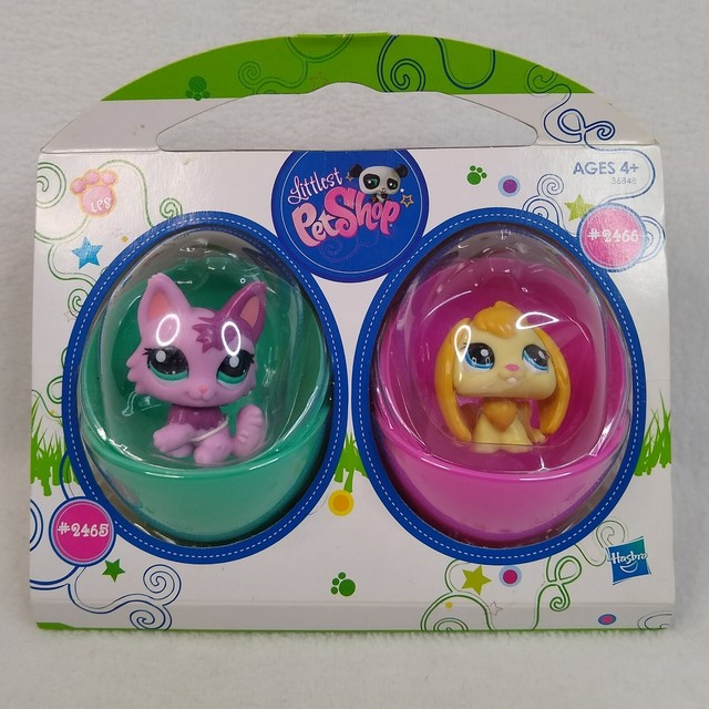 Hasbro Littlest Pet Shop #2465 Kitten Cat #2466 Rabbit Easter Eggs LPS ...
