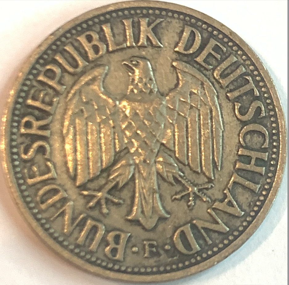 Exclusive 1950 Germany 1 Mark Coin - Mintmark 'F' Stuttgart: A ...