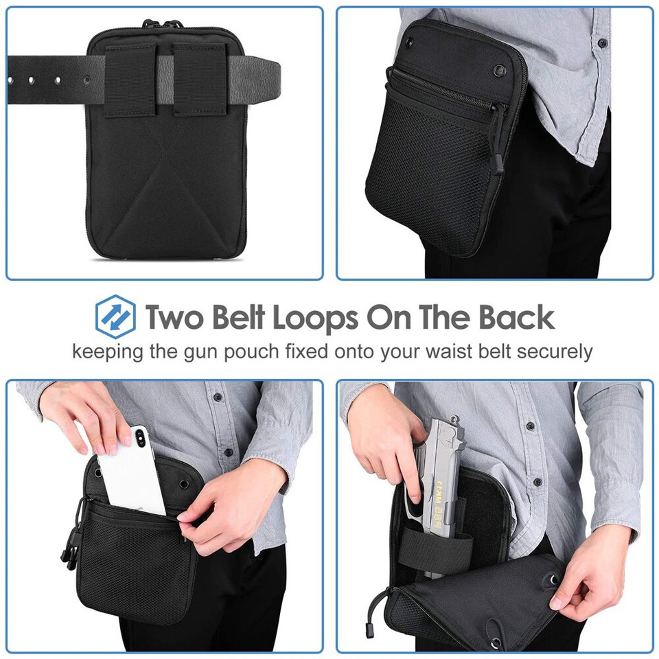 Concealment Pistol Pouch Fanny Pack Gun Holster Gun Carry Black Pistol ...