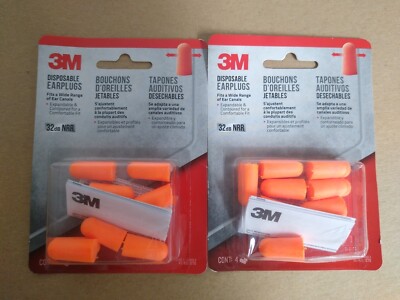 3M ~ Disposable Soft Foam Ear Plugs ~32 dB NRR ~2pc Orange 4 pair per ...