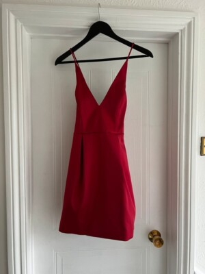Topshop Red Satin Cross-Back Dress - Size 8 | eBay UK