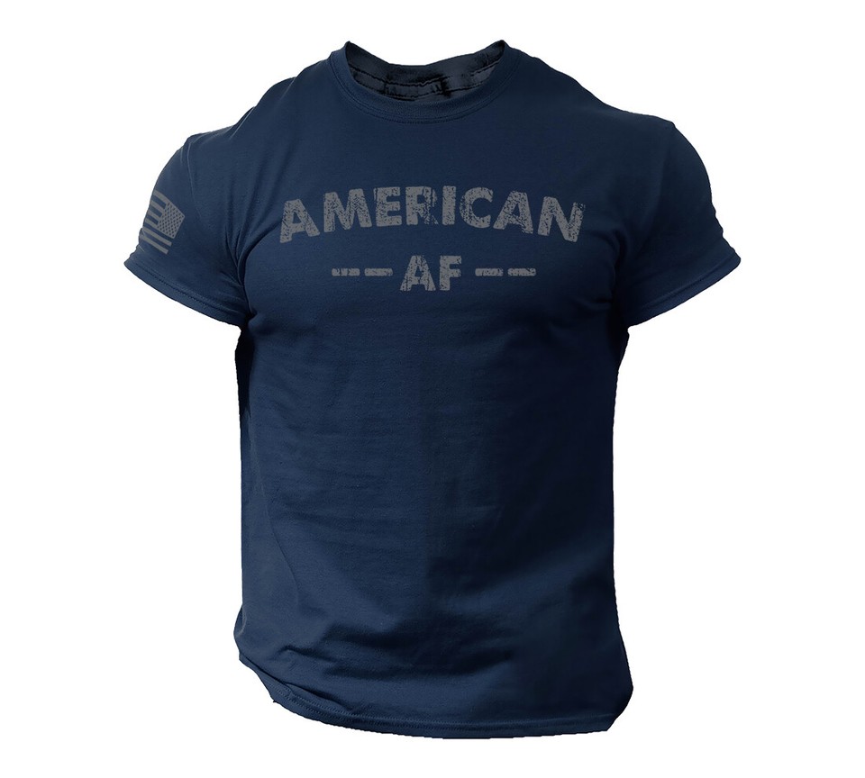 American AF Patriotic USA Flag T Shirt for Men Funny - Soft Style 100% ...