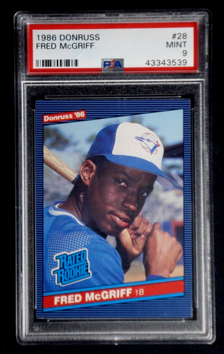 FRED MCGRIFF 1986 DONRUSS BASEBALL ROOKIE CARD #28 PSA 9 MINT GRADED ...