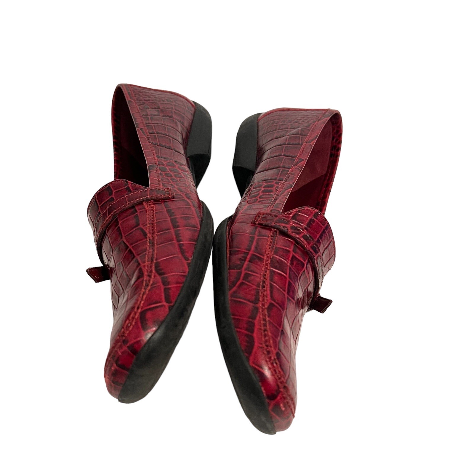Michelle D Red Crocodile Print Loafers Women Size 8 .… - Gem