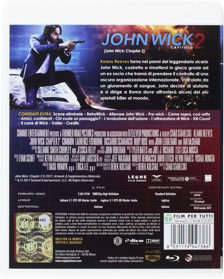 John Wick - Capitolo 2 (1 Blu-ray) (Blu-ray) Ruby Rose Ian McShane (UK ...