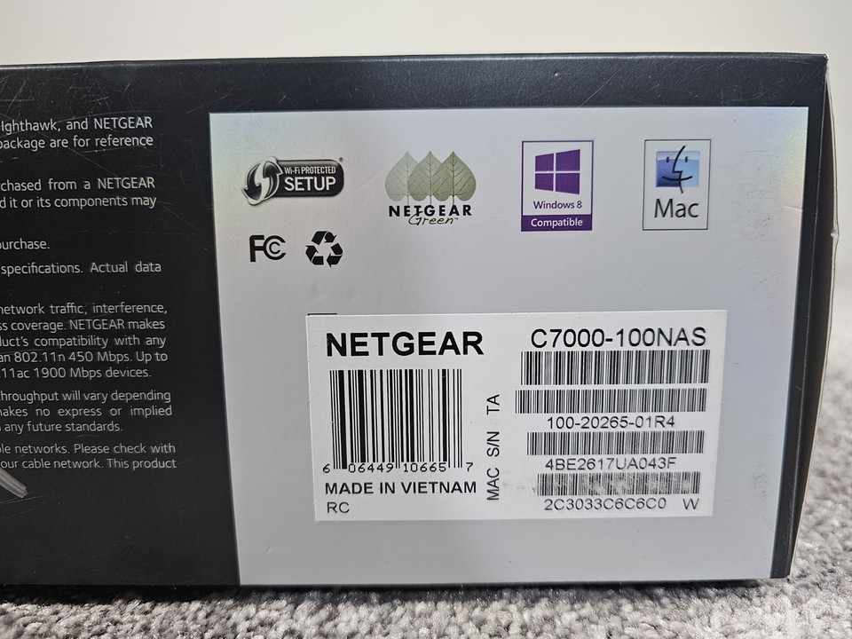 NETGEAR NIGHTHAWK AC1900 WiFi Cable Modem Router Model# C7000 - Tested ...