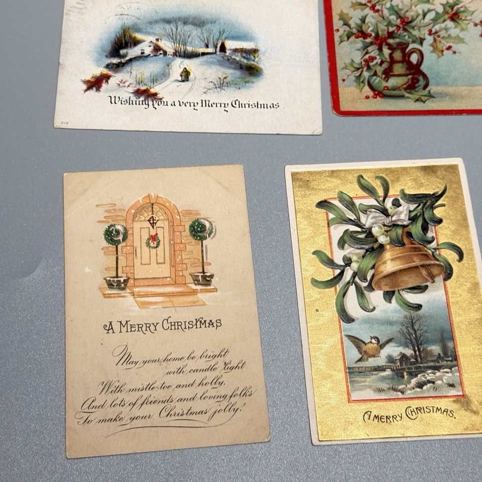 Lot of 10 Vintage 1900’s CHRISTMAS Postcards Bells Holiday Greeting ...