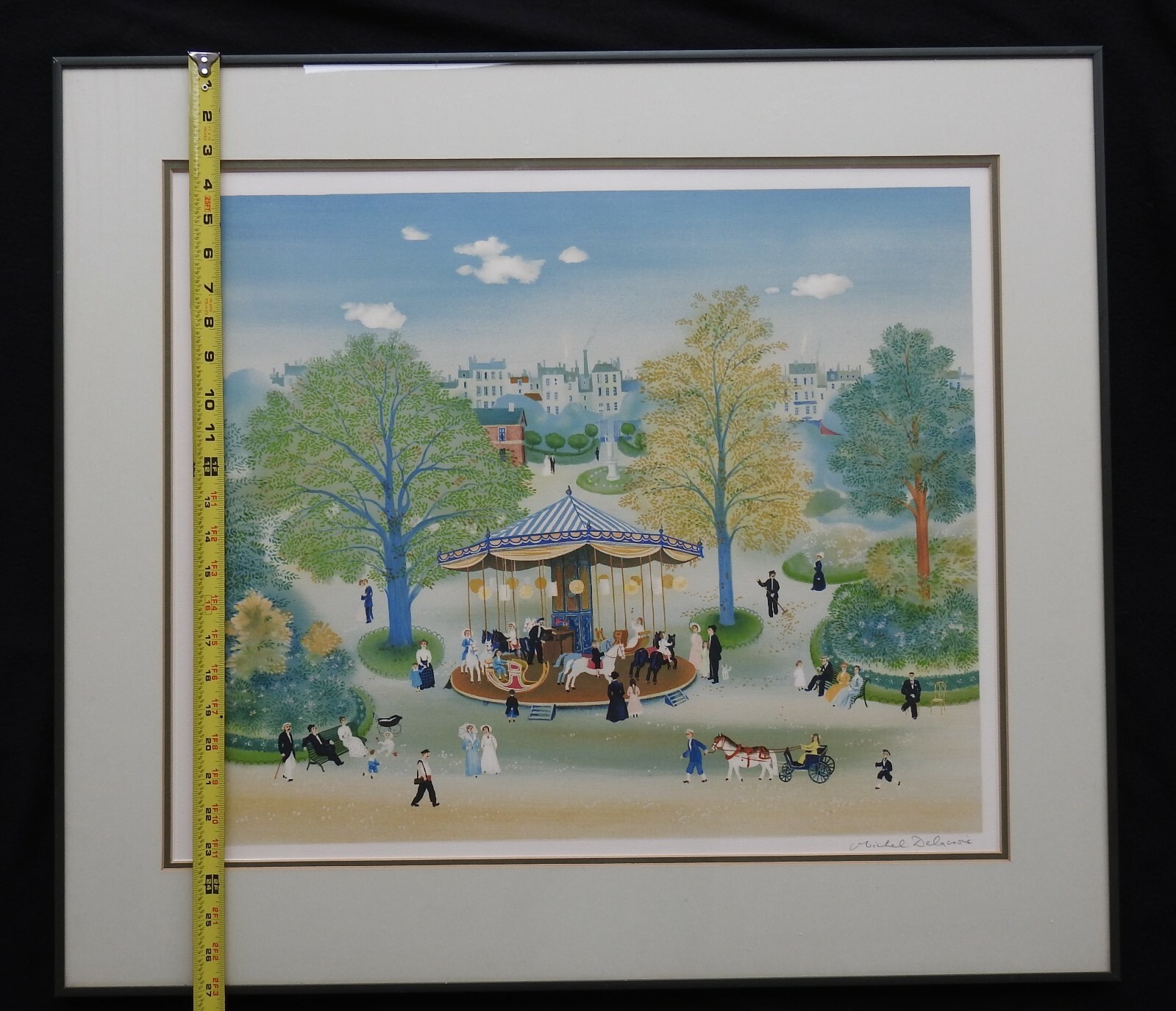 Michel Delacroix Lithograph "Carousel en Parc Monceau" Signed Framed ...
