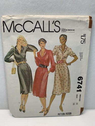 McCalls 6741 Misses Dress Sewing Pattern 16 Bust 38" *Cut* | eBay
