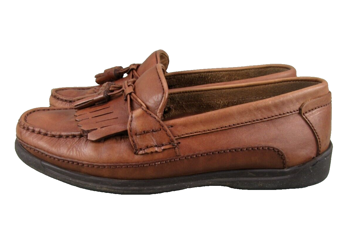 Borelli Chase Mens Loafers 7 M Brown Leather Slip On Tassel Dress Shoes ...