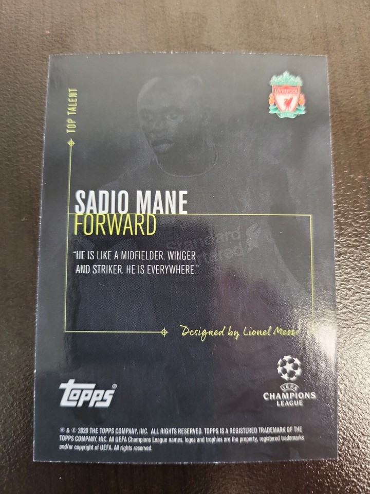 2020 Topps Designed By Lionel Messi Champions League Sadio Mane card ...