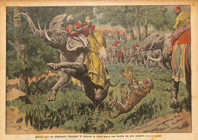 INDIA / KING GEORGE V / TIGER HUNTING / ILLUSTRATION 1911 | eBay