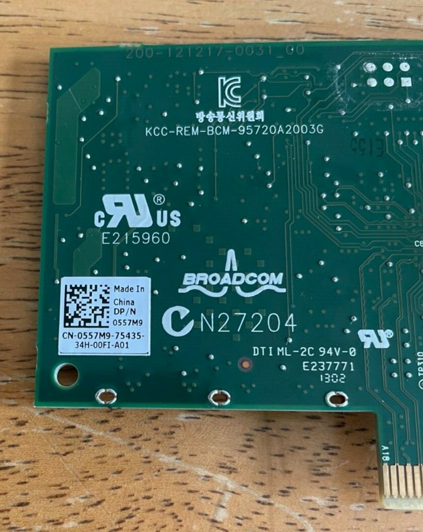 Dell+Broadcom+5720+Dual+Port+Gigabit+Ethernet+Adapter+NIC+PCIe+X1 ...
