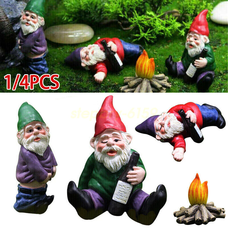 Funny Drunk Dwarf Garden Gnome Decor Yard Patio Ornament Rude Passed ...