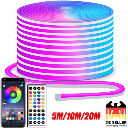 5/10/20M Neon LED Strip Streifen RGB Flex Schlauch diffus Lichtband ...