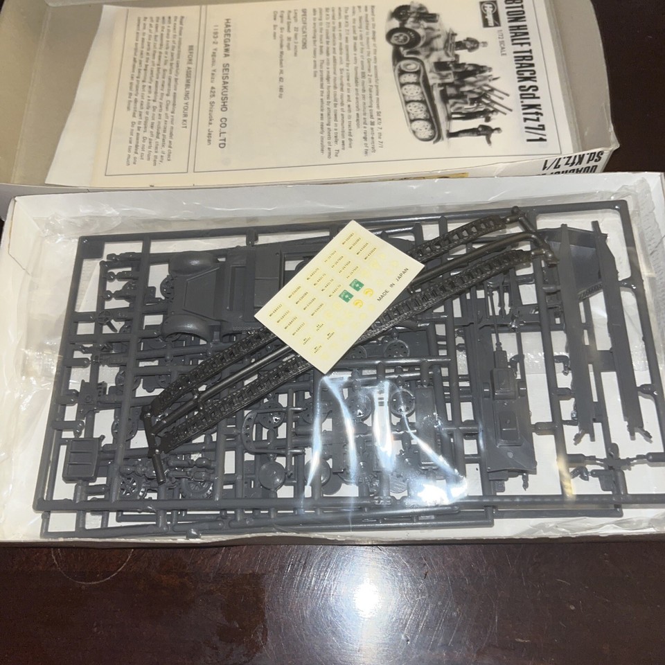 German Army 8 ton Half Track Quadruple Truck Hasegawa 1:72 Model Kit # ...