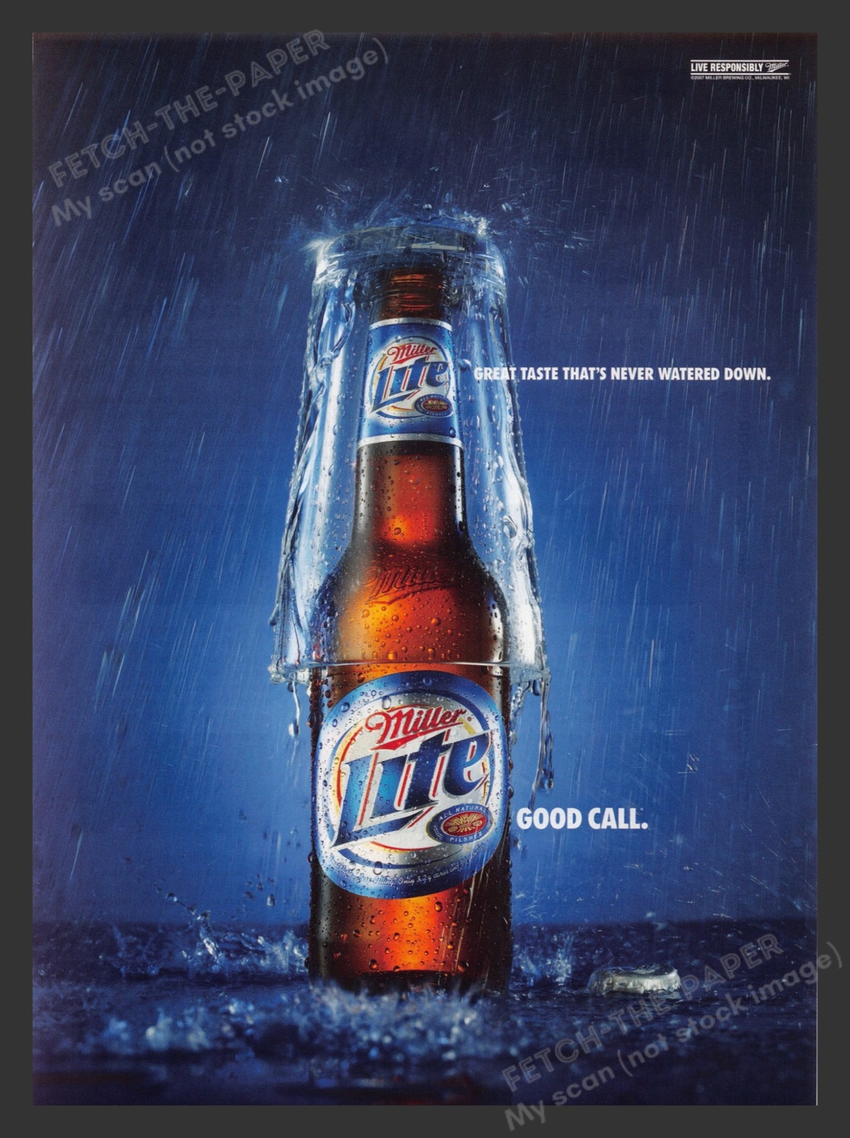 2000s Miller Lite Beer "...Never Watered Down" Alcohol Print ...