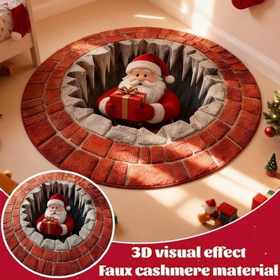 Christmas Decorations 3D Rug,Xmas Optical Illusion Rugs,Santa Claus ...