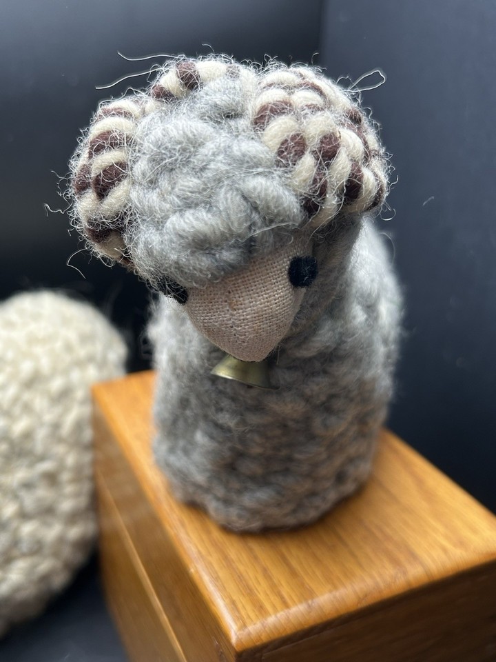 Scandinavian Folk Art Wool Sheep Rams Pair Handmade With Bells Sweden ...