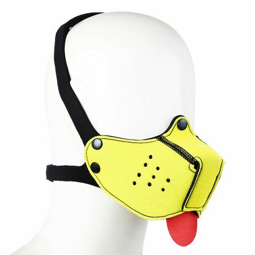 Puppy Play Rubber Half Face Dog Mask Hood Restraint Muzzle Headgear ...