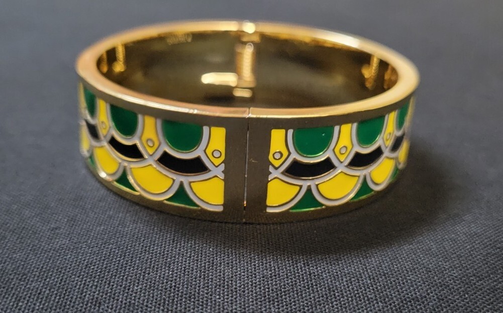 Talbots Gold Tone Enamel Bangle Bracelet | eBay