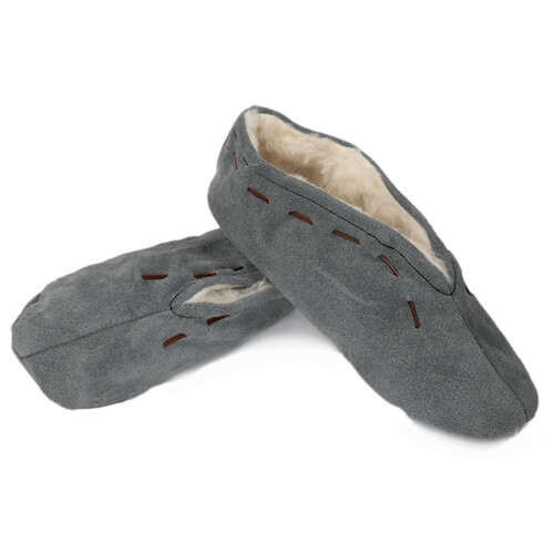 UNISEX. SPANISH SLIPPERS MOCCASIN SHOES REAL LEATHER SUEDE WARM FUR UK2 ...