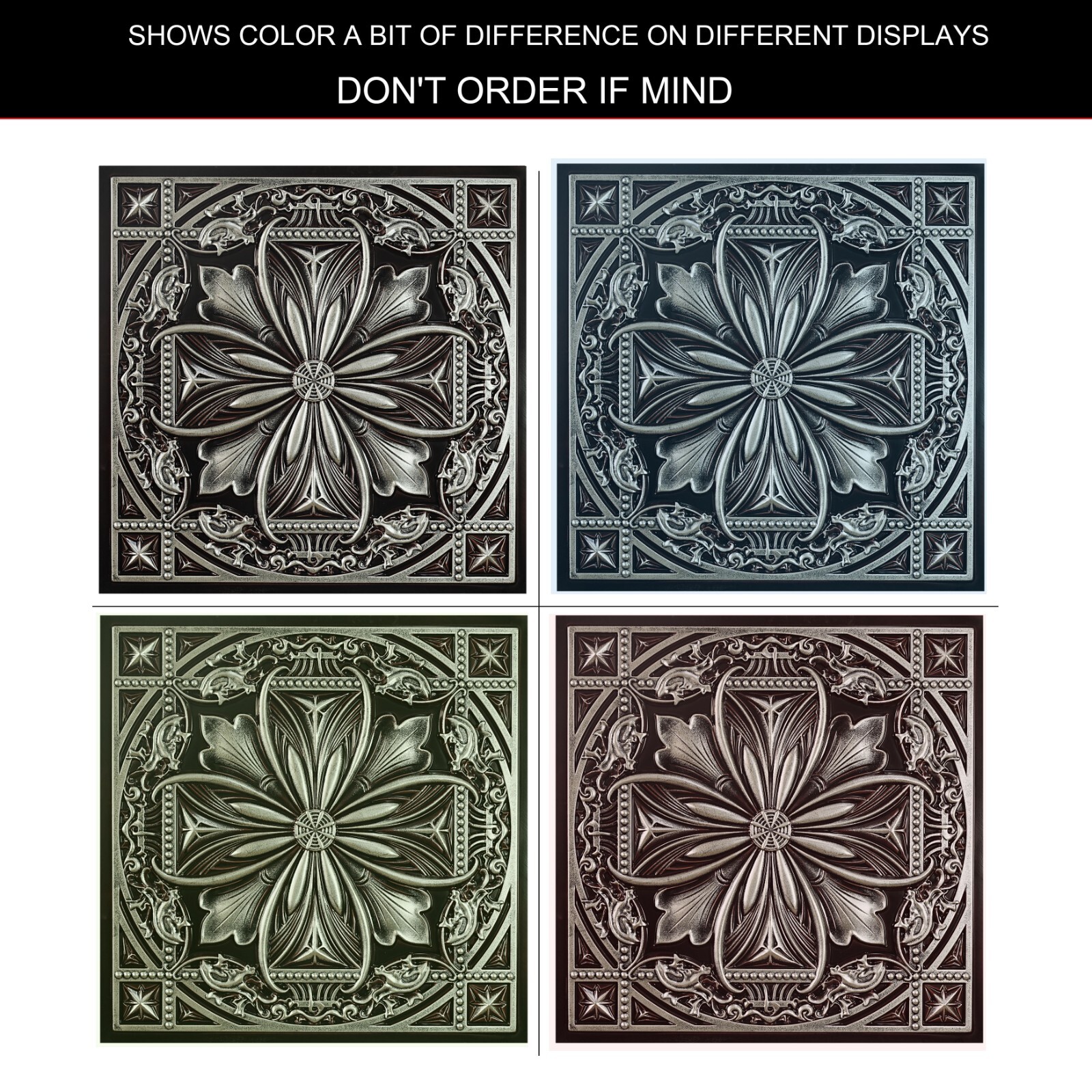 PVC Vintage Pattern Tin Ceiling Tiles PL10 Traditional silver 10pcs ...