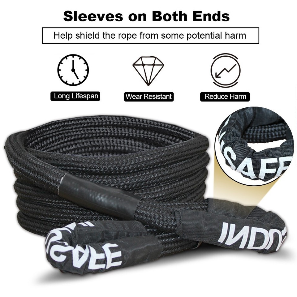 30ft Kinetic Recovery Tow Rope 30400lbs Heavy Duty Energy Rope +2 Soft ...