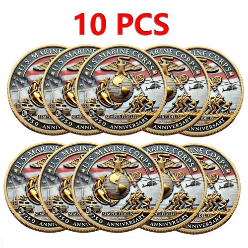 10Pcs Challenge Coin United States 250th Anniversary Veteran U.S.Marine ...