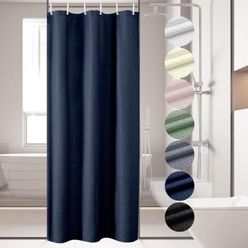 36 x 72 Inch Stall Fabric Shower Curtain - Soft & Texture 36x72" Navy ...