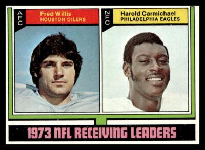 1974 Topps 1973 NFL Receiving Leaders (Fred Willis / Harold Carmichael ...