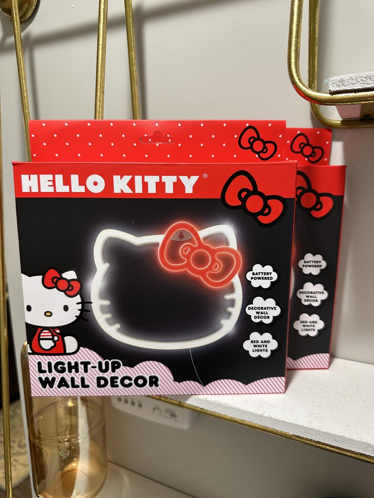 Hello Kitty By Sanrio Light Up Wall Decor Red & White Lights 9" X 8 ...