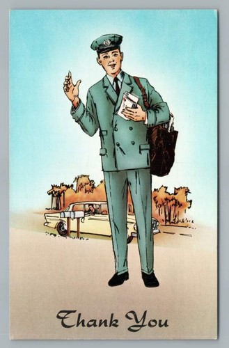 PC-Sized Vintage Mailman Holiday Gift Thank You Note "Bill Long" Postal ...