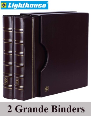 2 Lighthouse Grande Binders + Slipcase Burgundy Red For Coins Currency ...