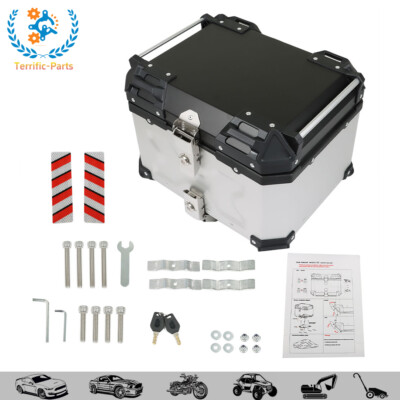 Motorcycle Aluminum Trunk Rear Top Case Luggage Tour Tail Tool Box Lock ...