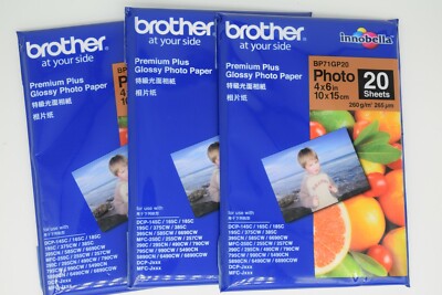 Brother BP71GP20 Premium Plus Glossy Photo Paper 4 x 6 inch 10x15cm 60 ...
