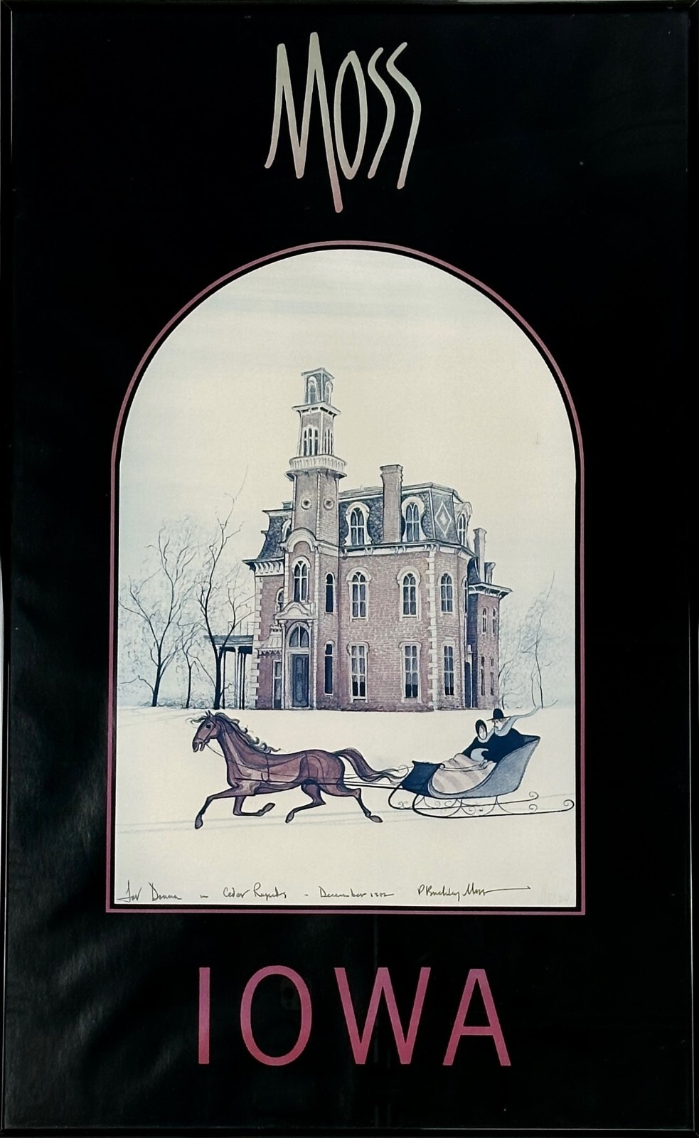 P Buckley Moss Iowa Poster Framed Hand Signed (1982) Terrace Hill Cedar ...