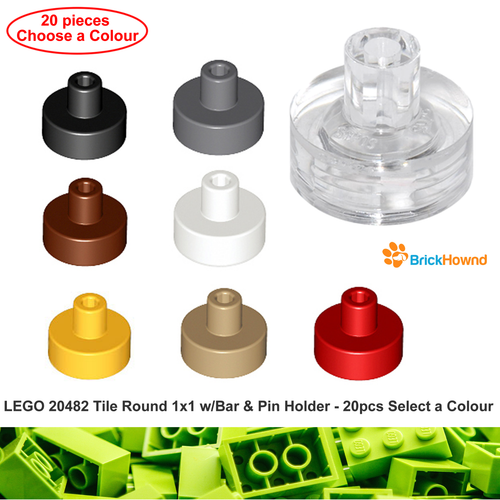 LEGO 20482 Tile Round 1x1 w/Bar & Pin Holder - 20pcs Select a Colour ...